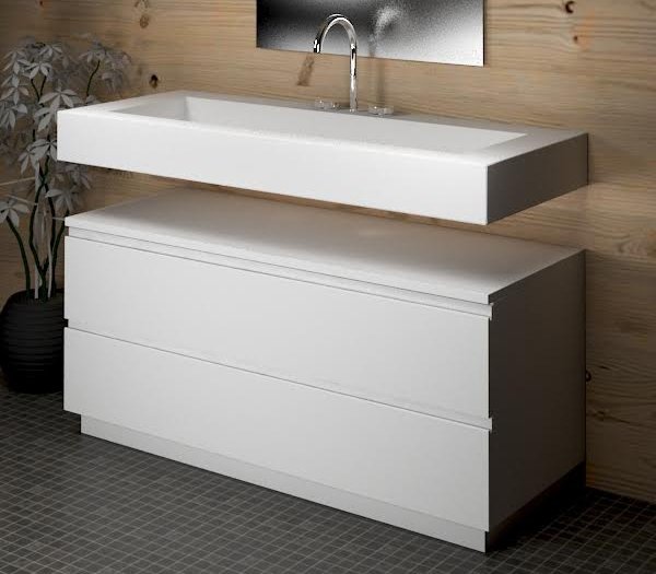 Corian® design basin with floor cabinet - 2 drawers | Yessenia