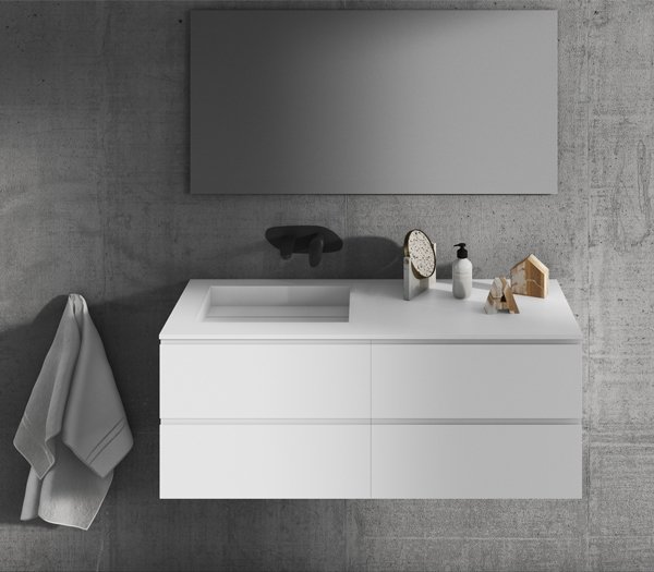 Corian® design basin with vanity unit - 4 drawers | Yessenia